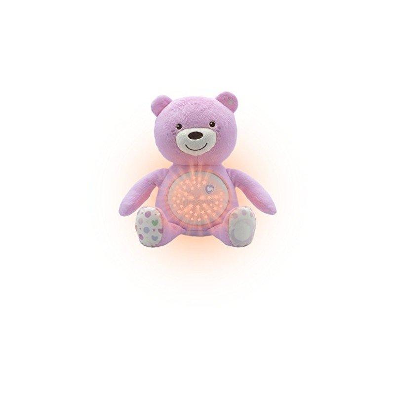 Chicco First Dreams Baby Bear Pink Musical Night Light Plush Teddy Toy